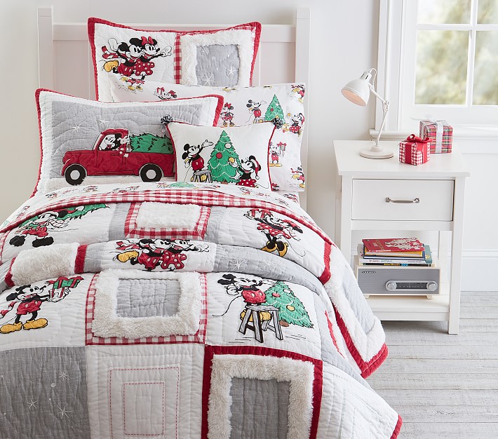 Disney Mickey Mouse Holiday Quilt & Shams | Pottery Barn Kids
