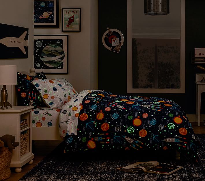 Solar System Glow-in-the-Dark Duvet Cover & Shams | Pottery Barn Kids