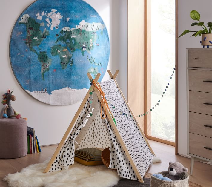 World Map Round Rug | Pottery Barn Kids