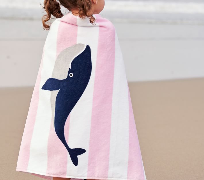 Whale Stripe Beach Towel | Pottery Barn Kids