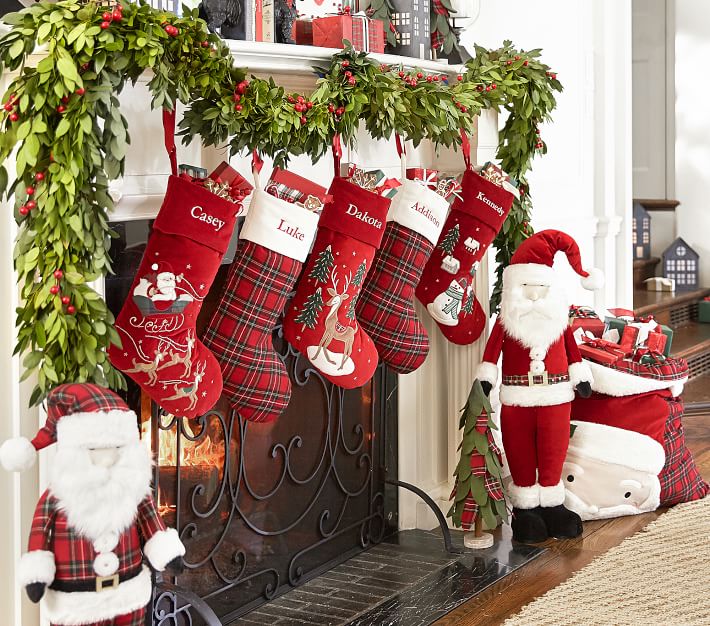 Standing Velvet Santa | Christmas Decorations | Pottery Barn Kids