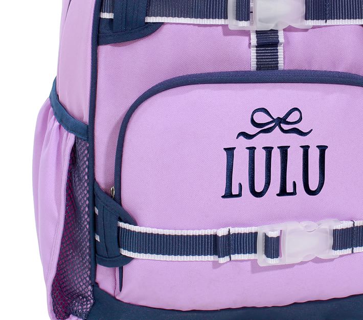 Mackenzie Lavender Solid Navy Trim Backpacks | Pottery Barn Kids