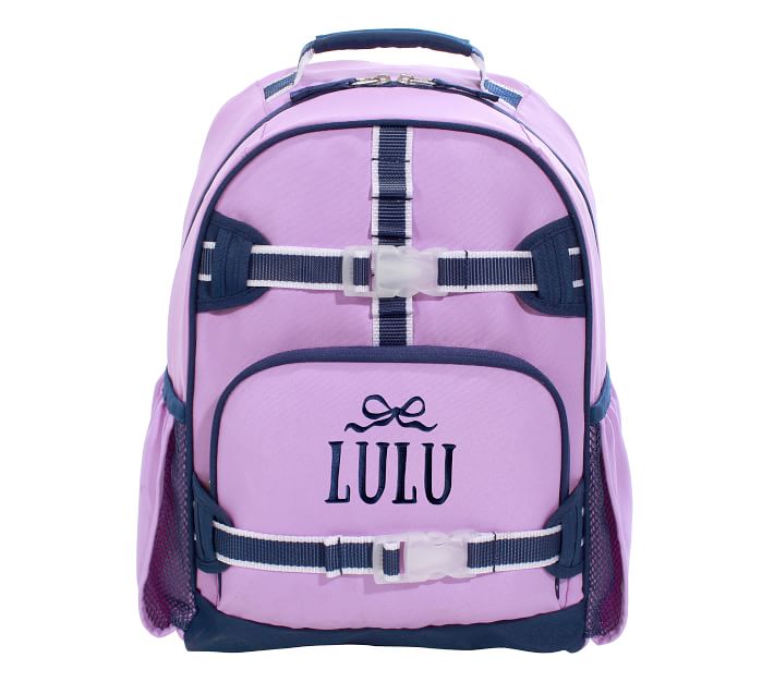 Mackenzie Lavender Solid Navy Trim Backpacks | Pottery Barn Kids