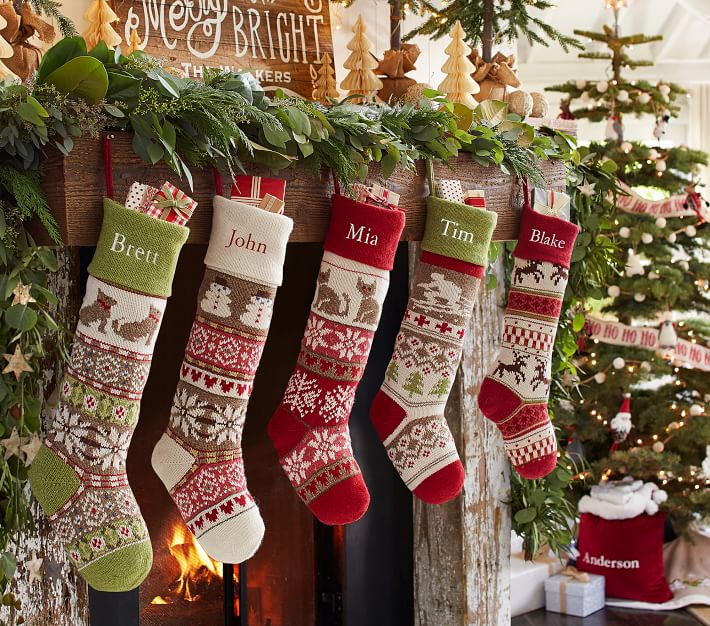 Red Reindeer Classic Fair Isle Christmas Stocking | Pottery Barn Kids