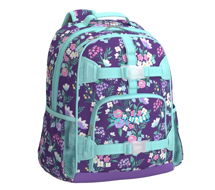 Mackenzie Purple Flower Bouquet Kids Backpack | Pottery Barn Kids