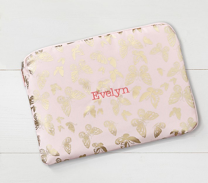Pink Gold Foil Butterflies Wet & Dry Bag | Pottery Barn Kids