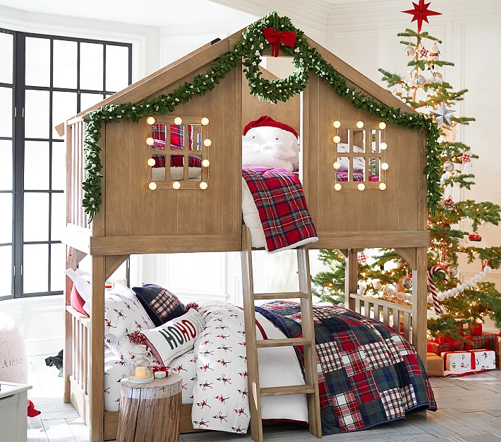 Organic Flannel Holiday Elf Kids' Sheet Set | Pottery Barn Kids