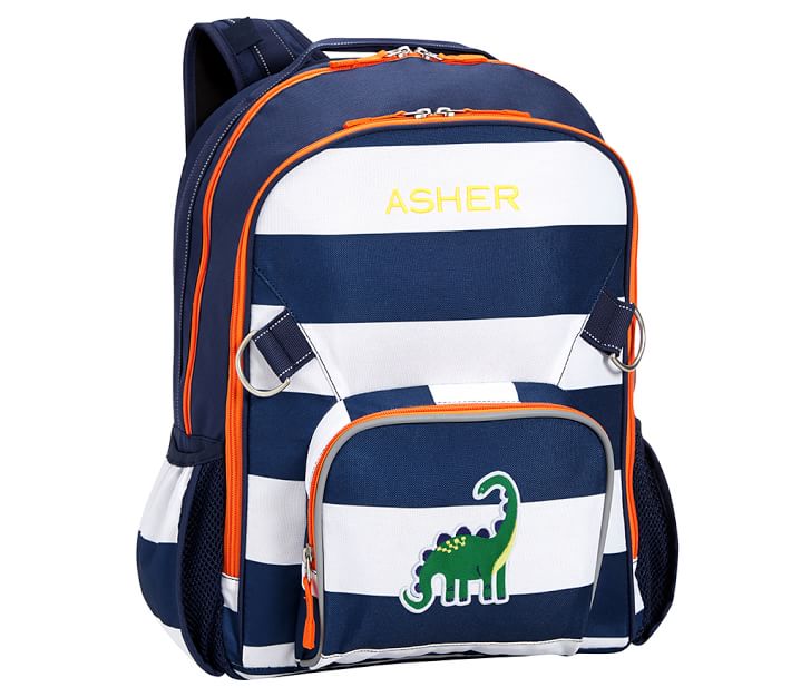 Fairfax Navy & Orange Stripe Kids Backpacks | Pottery Barn Kids