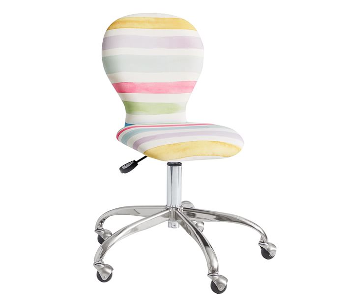 Brushed Nickel Base Round Upholstered Kids Desk Chair | Pottery Barn Kids