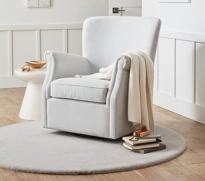 Machine Washable Faux Fur Nursery Round Rug | Pottery Barn Kids