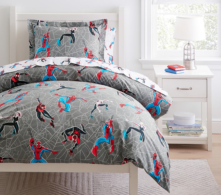 Marvel's Spider-Man Glow-In-The-Dark Duvet Cover & Shams | Pottery Barn ...