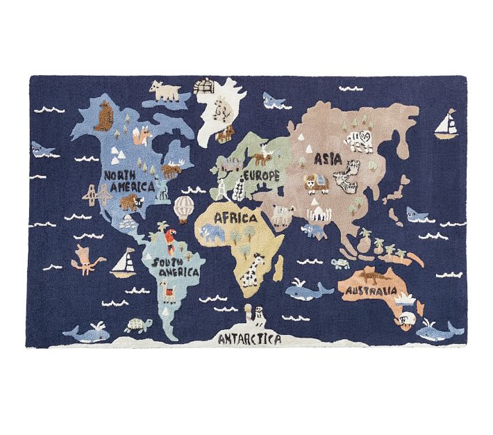 3-D Activity World Map Play Rug | Pottery Barn Kids