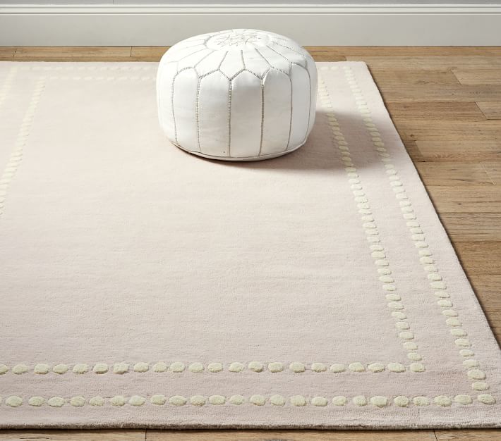 Girls Pearl Dot Border Rug | Solid Color Rug | Pottery Barn Kids