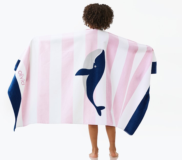 Whale Stripe Beach Towel | Pottery Barn Kids