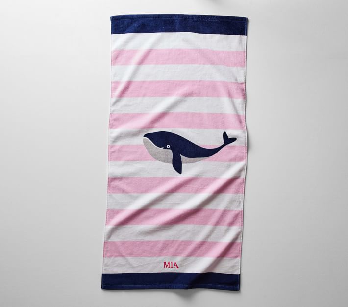 Whale Stripe Beach Towel | Pottery Barn Kids