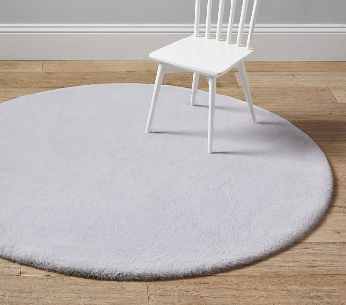 Machine Washable Faux Fur Nursery Round Rug | Pottery Barn Kids