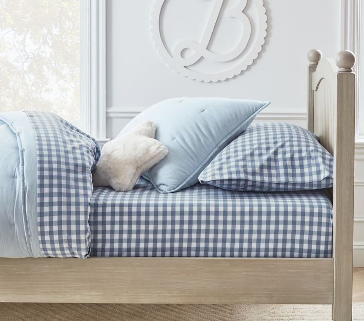 Boys Organic Check Kids Sheets | Pottery Barn Kids