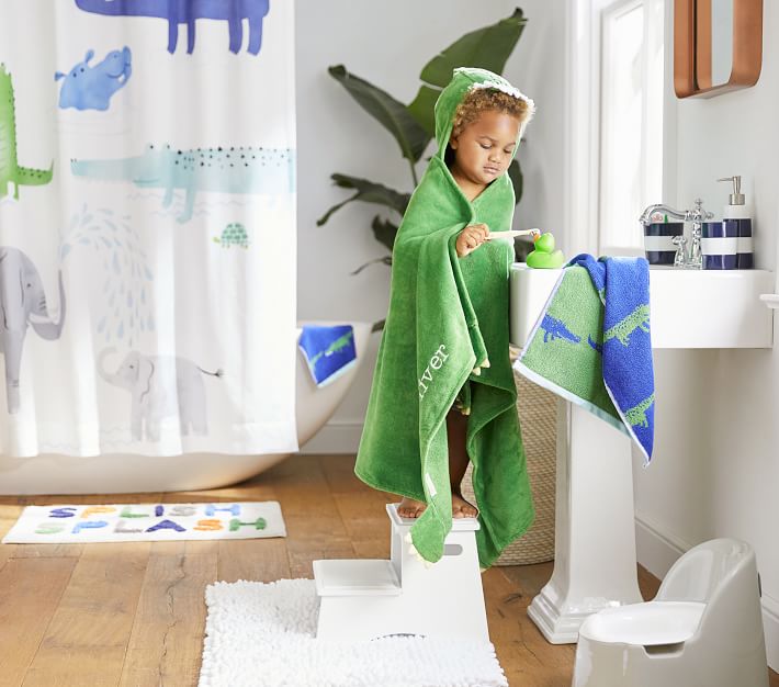 Alligator Safari Bath Set - Towels, Shower Curtain, Bath Mat | Pottery ...