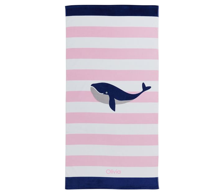 Whale Stripe Beach Towel | Pottery Barn Kids