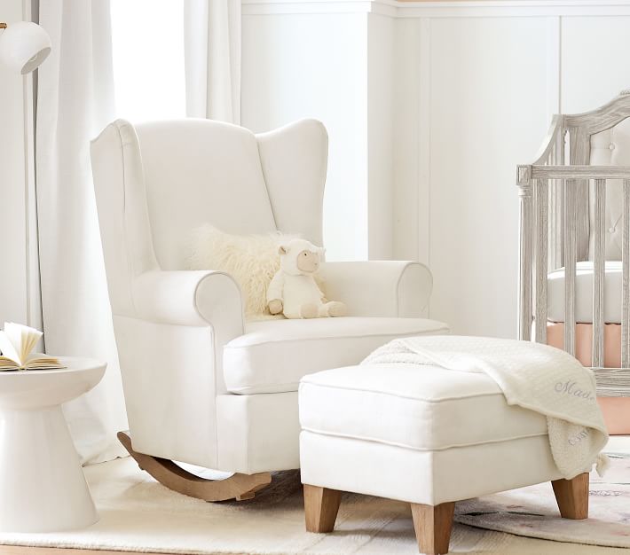 Wingback Rocking Chair & Ottoman | Pottery Barn Kids
