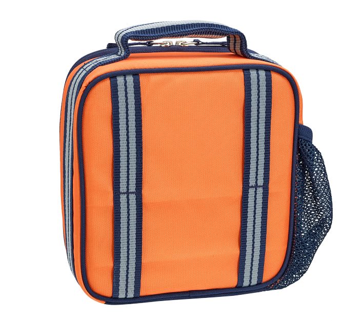 Mackenzie Orange Navy Trim Solid Lunch Box | Pottery Barn Kids