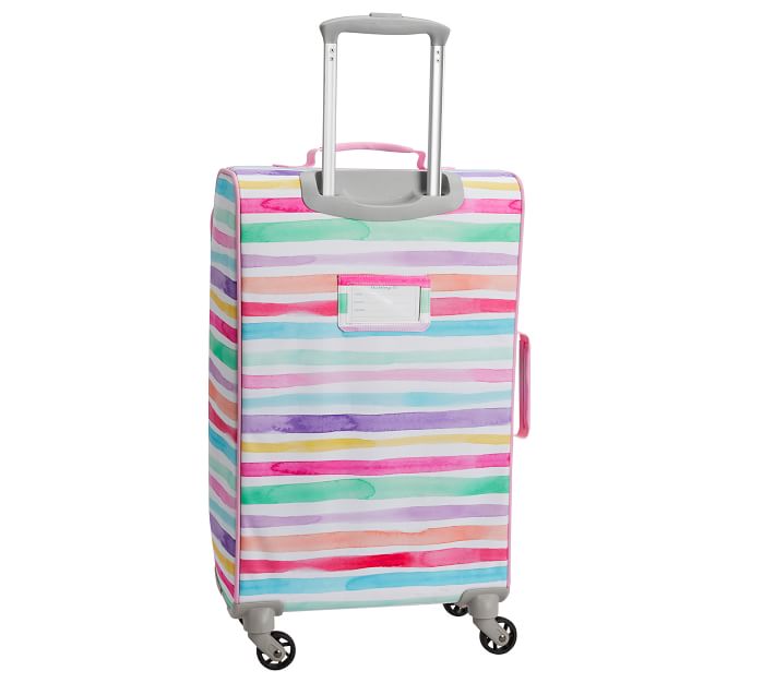 Mackenzie Pink Kayla Rainbow Stripes Spinner Luggage | Pottery Barn Kids