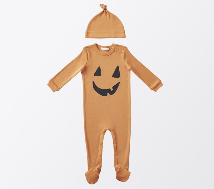 Halloween Pumpkin Organic Nursery Pajama & Hat Set | Pottery Barn Kids