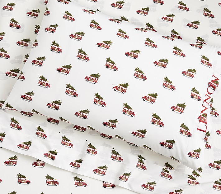 Organic Woody Car Printed Sheet Set & Pillowcases | Pottery Barn Kids