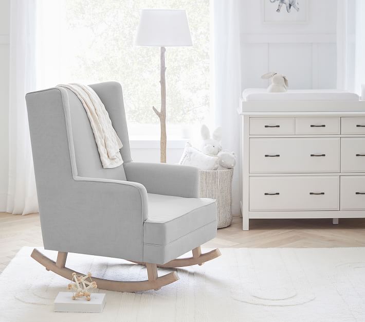 Modern Wingback Rocking Chair & Ottoman | Pottery Barn Kids