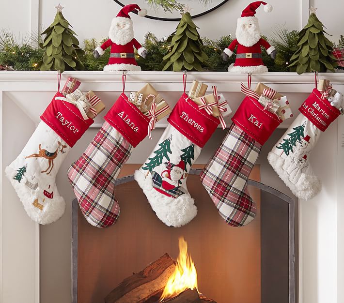 Flying Reindeer Santa Heritage Stocking | Pottery Barn Kids