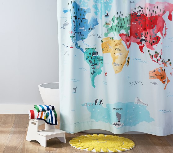 Map Shower Curtain | Pottery Barn Kids