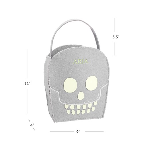Glow-in-the-Dark Skull Felt Trick Or Treat Bag | Pottery Barn Kids