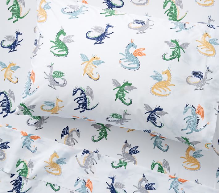Drake Dragon Organic Sheet Set & Pillowcases | Pottery Barn Kids
