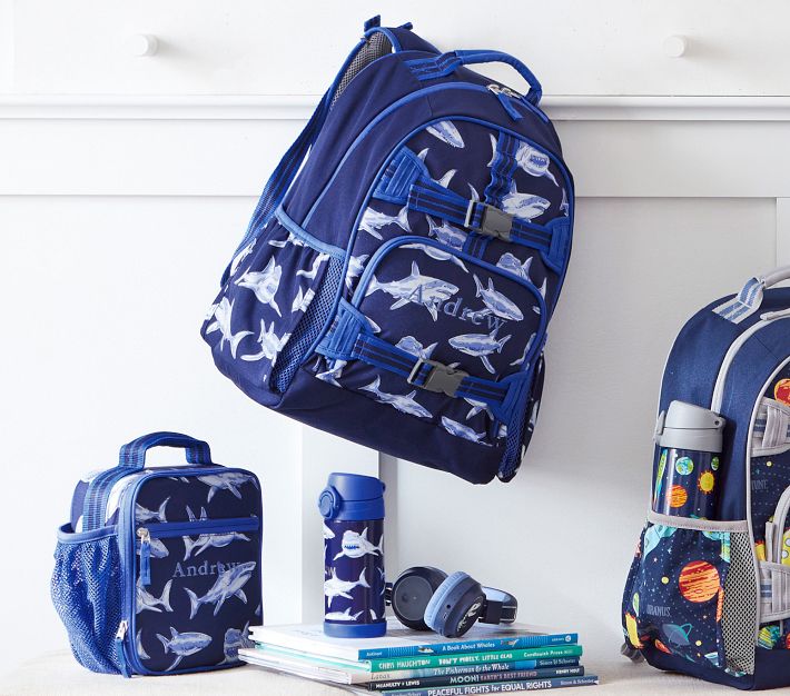 Mackenzie Blue Sharks Backpack & Lunch Bundle, Set Of 3 | Pottery Barn Kids