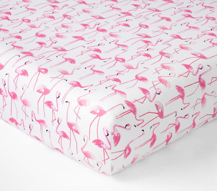 Flamingo Organic Crib Fitted Sheet | Pottery Barn Kids