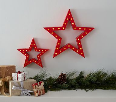 Light Up Nesting Wooden Stars, Set of 2 | Pottery Barn Kids