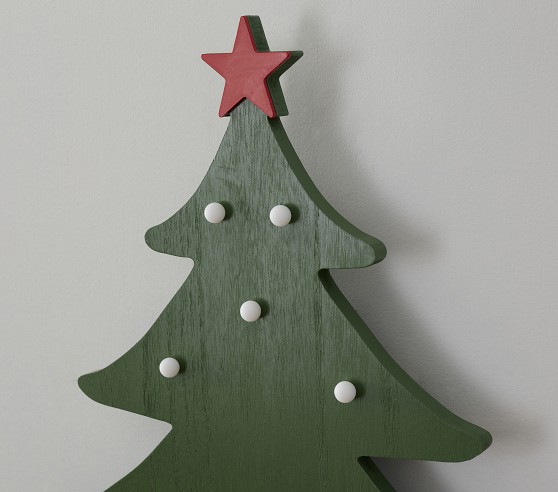 Personalized Light-Up Wooden Christmas Tree Sign | Pottery Barn Kids