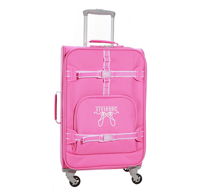Mackenzie Bright Pink Solid Spinner Luggage | Pottery Barn Kids