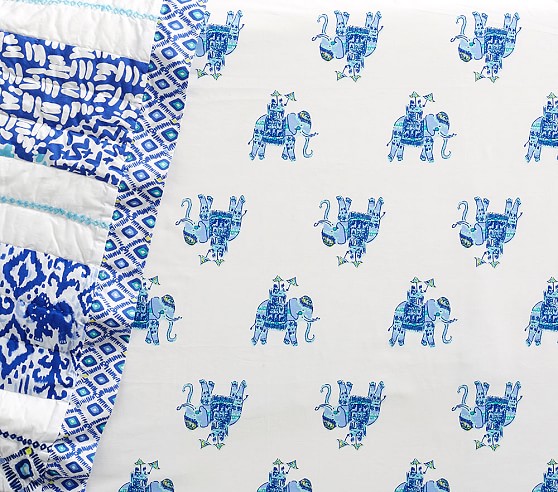 Lilly Pulitzer Elephant Bazaar Crib Sheets | Pottery Barn Kids