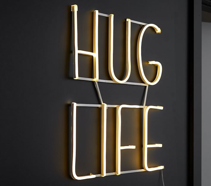 "Hug Life" LED Sentiment Modern Wall Light | Pottery Barn Kids