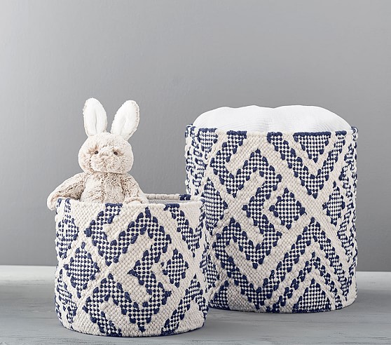 Navy Preppy Diamond Weave Storage | Kids Storage | Pottery Barn Kids
