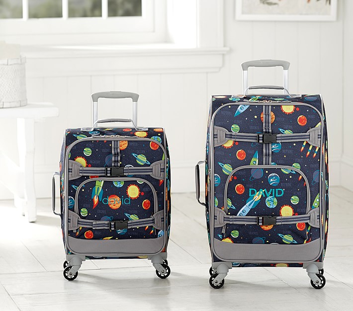Navy Solar System Spinner Kids Luggage | Pottery Barn Kids