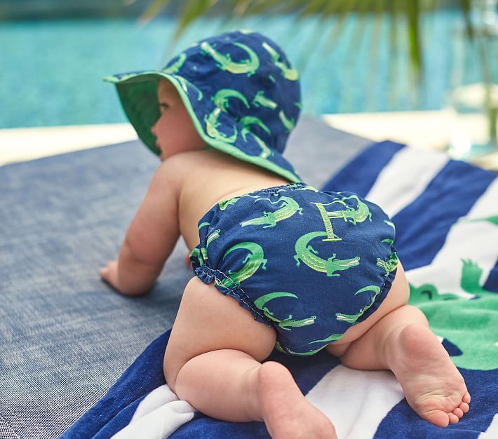 Alligator Reversible Sun Hat & Diaper Cover | Pottery Barn Kids