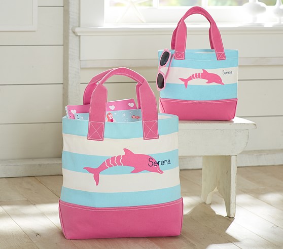 Dolphin Preppy Stripe Kids Tote | Pottery Barn Kids