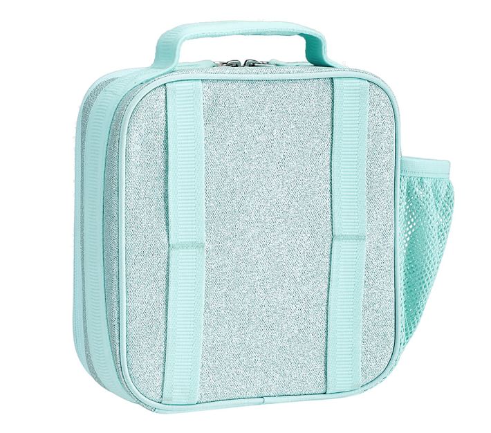 Mackenzie Aqua Sparkle Glitter Kids Lunch Boxes | Pottery Barn Kids