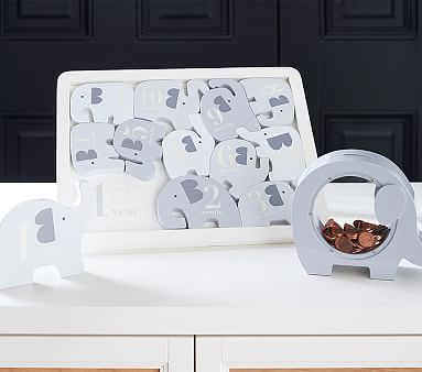 Gray Elephant Milestone Puzzle | Baby Keepsake | Pottery Barn Kids