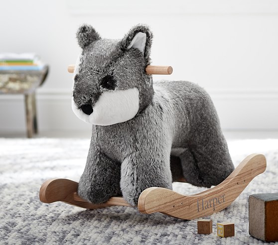 Wolf Faux-Fur Plush Rocker | Pottery Barn Kids