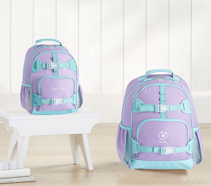 Lavender Aqua Trim Solid Kids Backpacks | Pottery Barn Kids