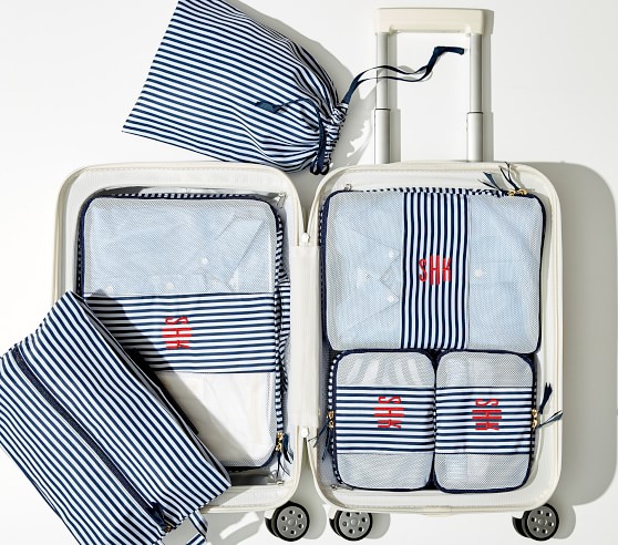 Mark & Graham Navy/White Stripe Packing Cubes, Set of 6 | Pottery Barn Kids