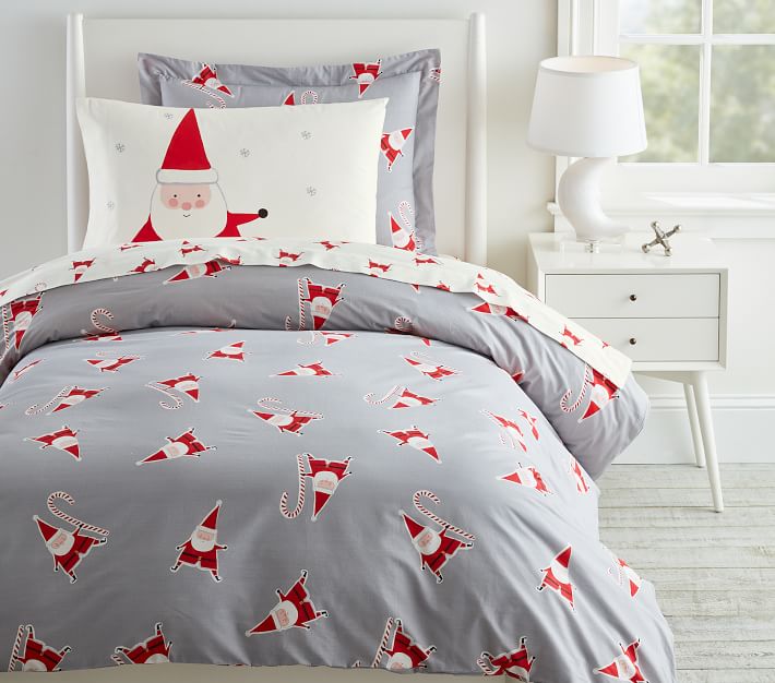 west elm x pbk Modern Organic Smiley Santa Icon Pillowcase | Pottery ...